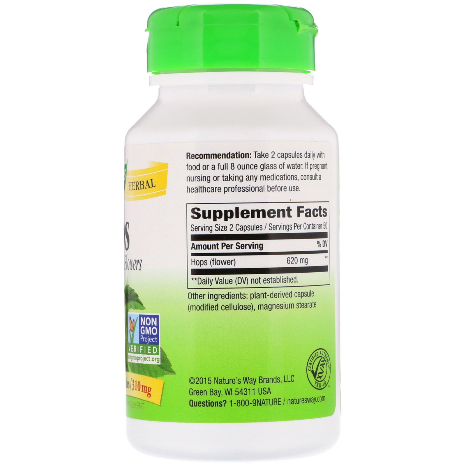 Nature's Way Hops (Chmel), 310 mg, 100 rostlinných kapslí