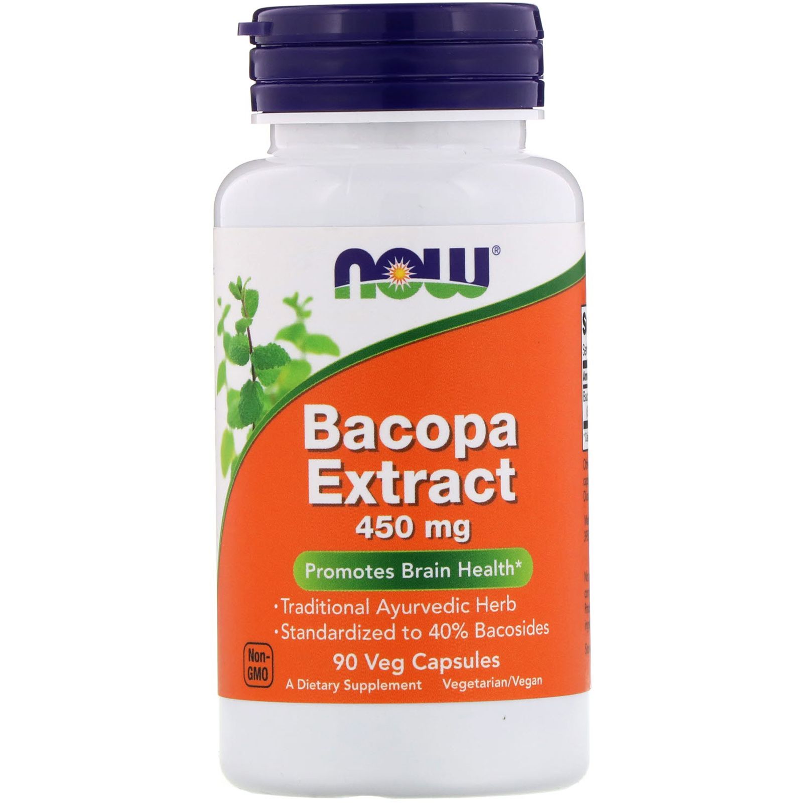 Now Foods Bakopa extrakt (Bacopa monnieri) 450 mg, 90 rostlinných kapslí