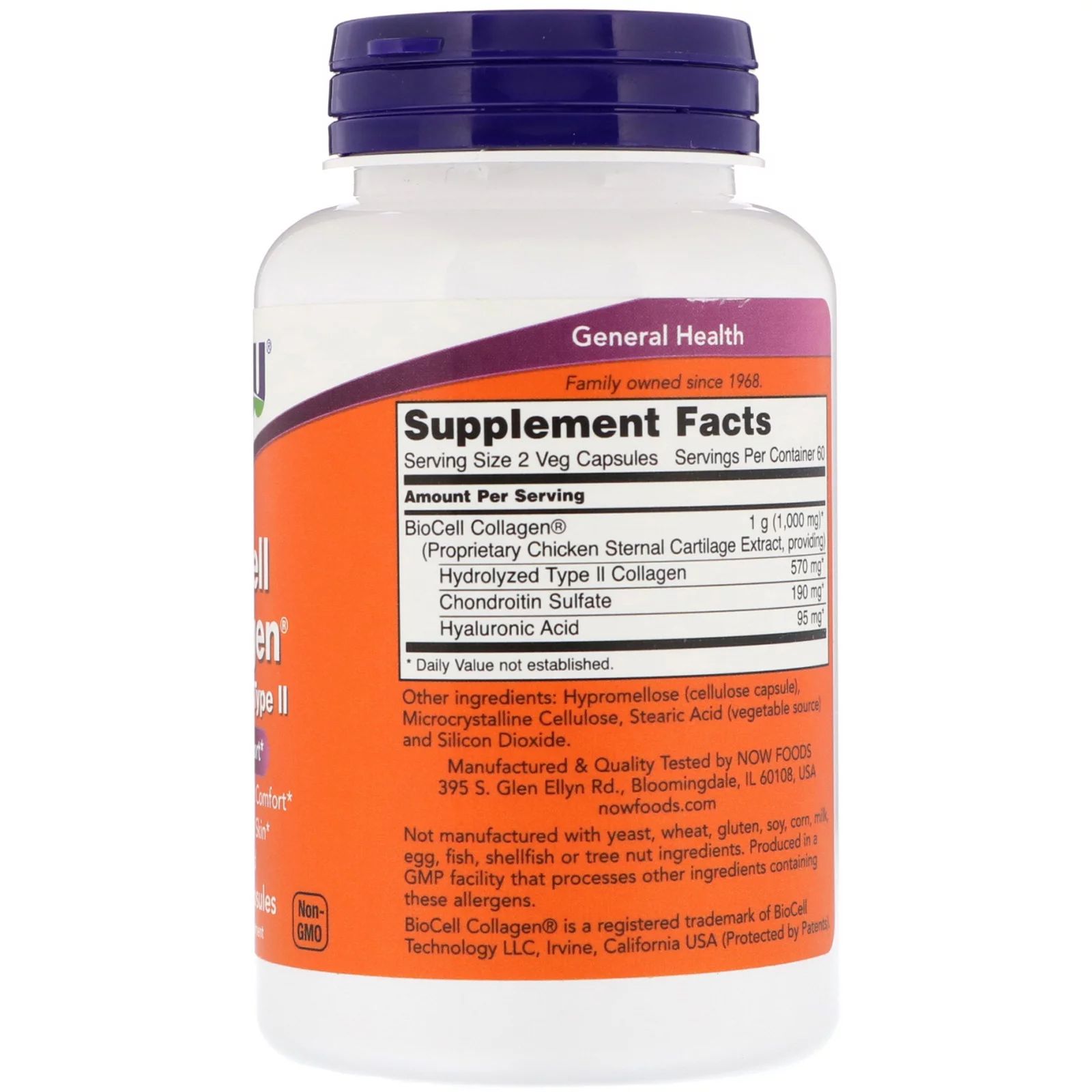 Now Foods BioCell Collagen, hydrolyzovaný kolagen typu II, 120 veg.kapslí