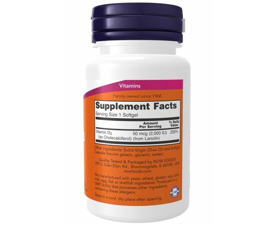 Now Foods Now Vitamin D3 2000 IU, 120 softgel kapslí